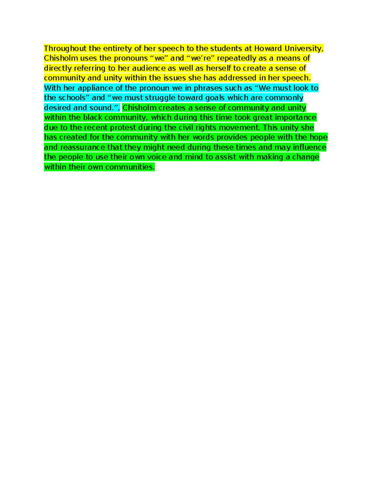 Chisholm rhetorical analysis paragraph - Throughout the entirety of her ...