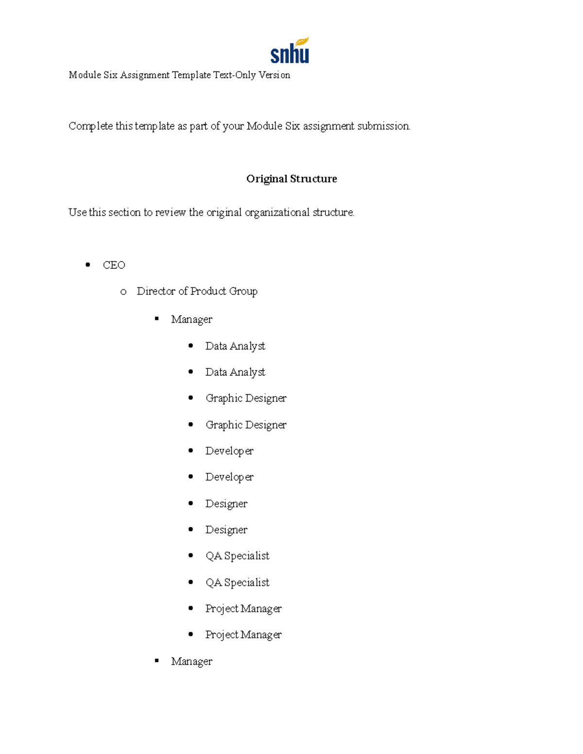 Bus 210 Module Six Assignment Text Only Version 1 Module Six Assignment Template Text Only