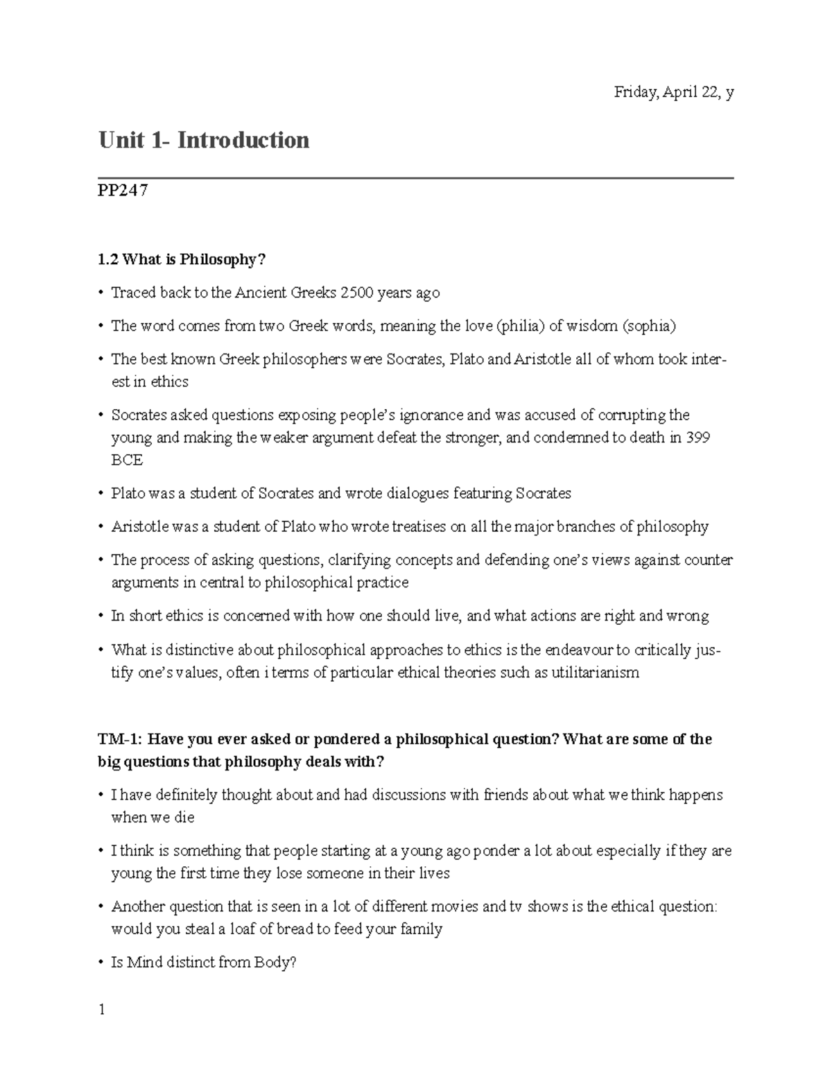 PP247- Unit Number 1 - Friday, April 22, y Unit 1- Introduction PP 1 ...