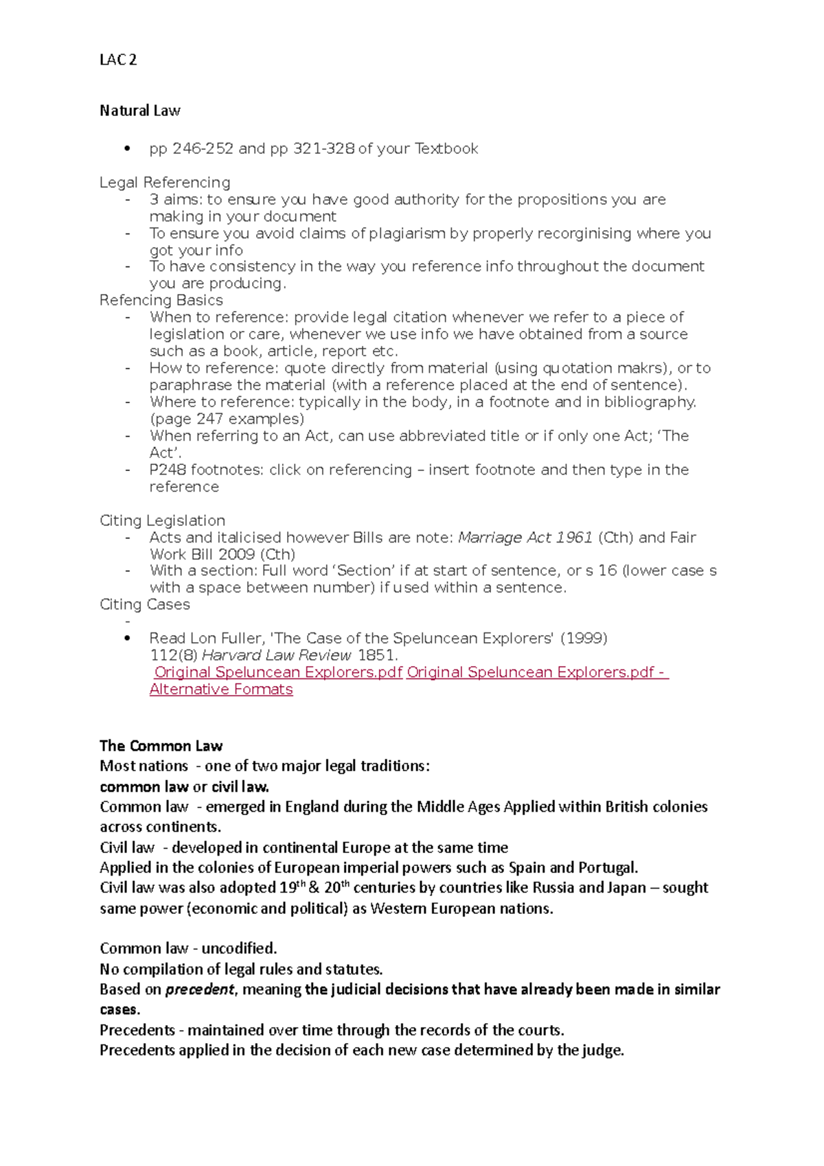 Natural Law - LAC 2 Natural Law pp 246-252 and pp 321-328 of your ...