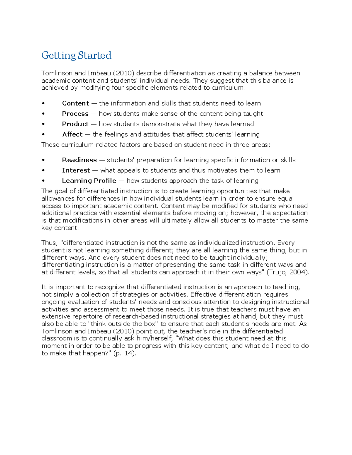 Getting started - Lecture notes 1 - Getting Started Tomlinson and ...