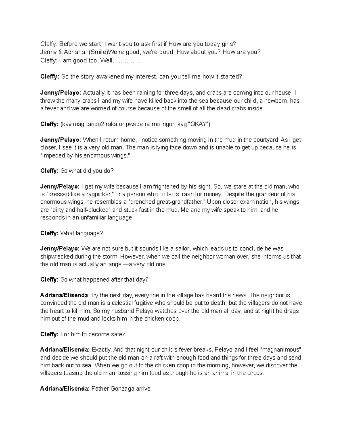 LW's script - Cleffy: Before we start, I want you to ask first if How ...