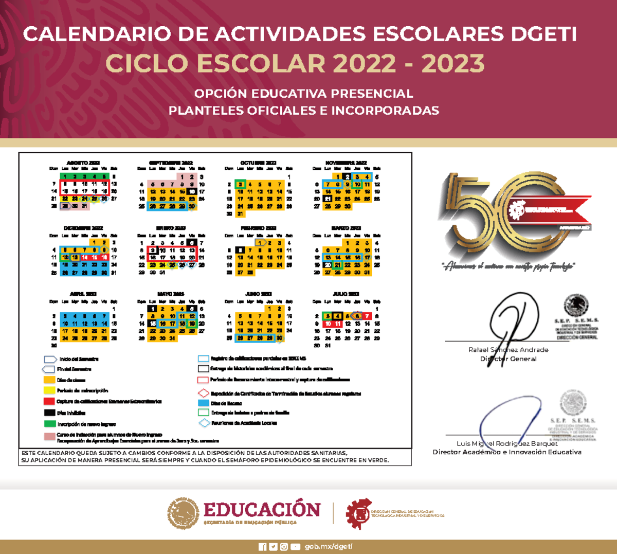 Cal Esc 2022 2023 - CALENDARIO DE ACTIVIDADES ESCOLARES DGETI CICLO ...