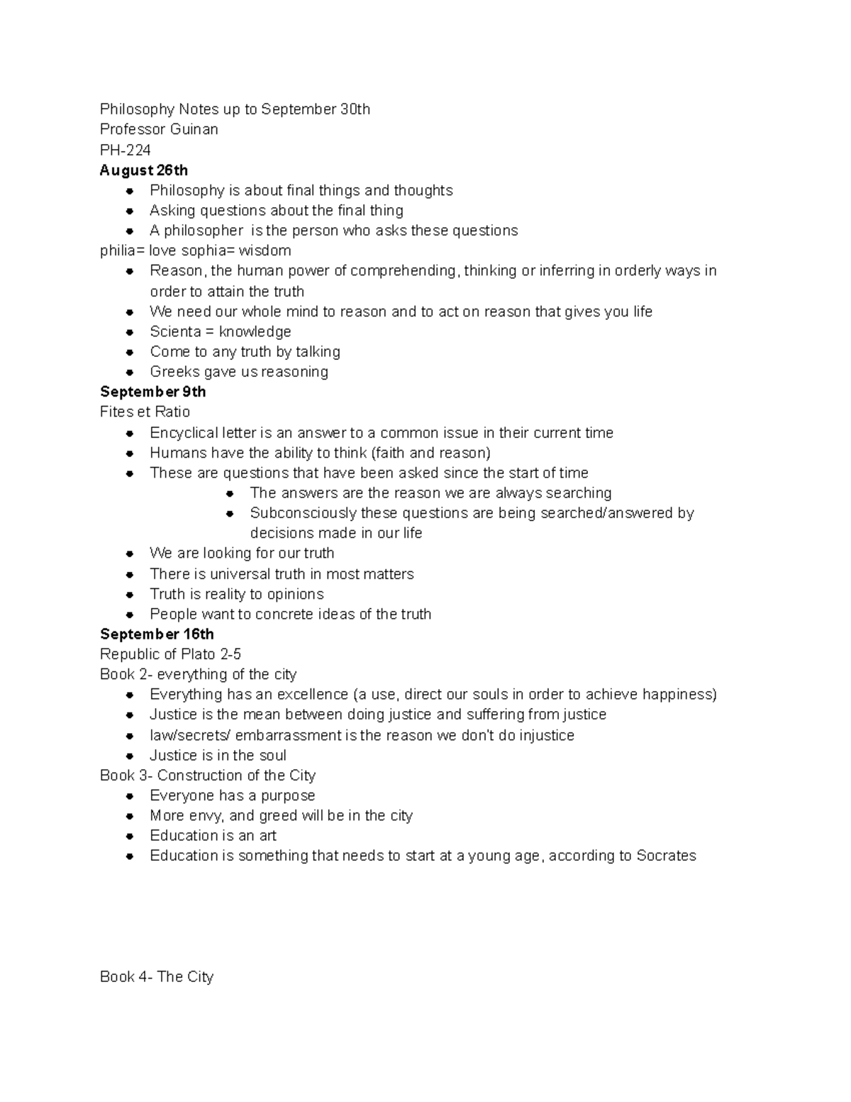 First Half of Philosophy Notes - Philosophy Notes up to September 30th ...