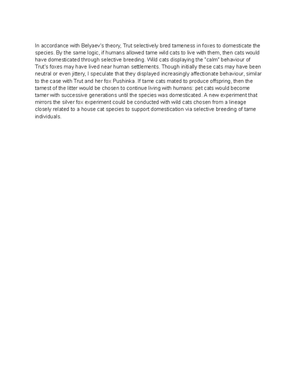 336 Post Tutorial 1 Post Tutorial Written Assignment In Accordance With Belyaevs Theory