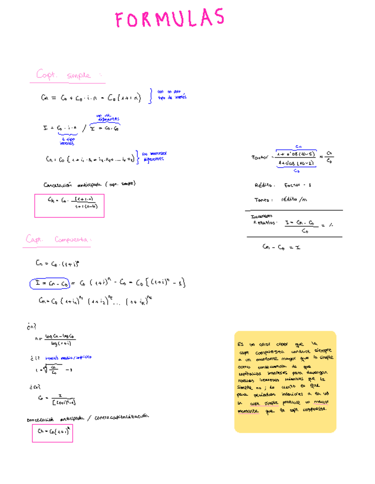 AOF Fórmulas 2 - apuntes de la materia - FORMULAS Capt. Simple : Cn ...