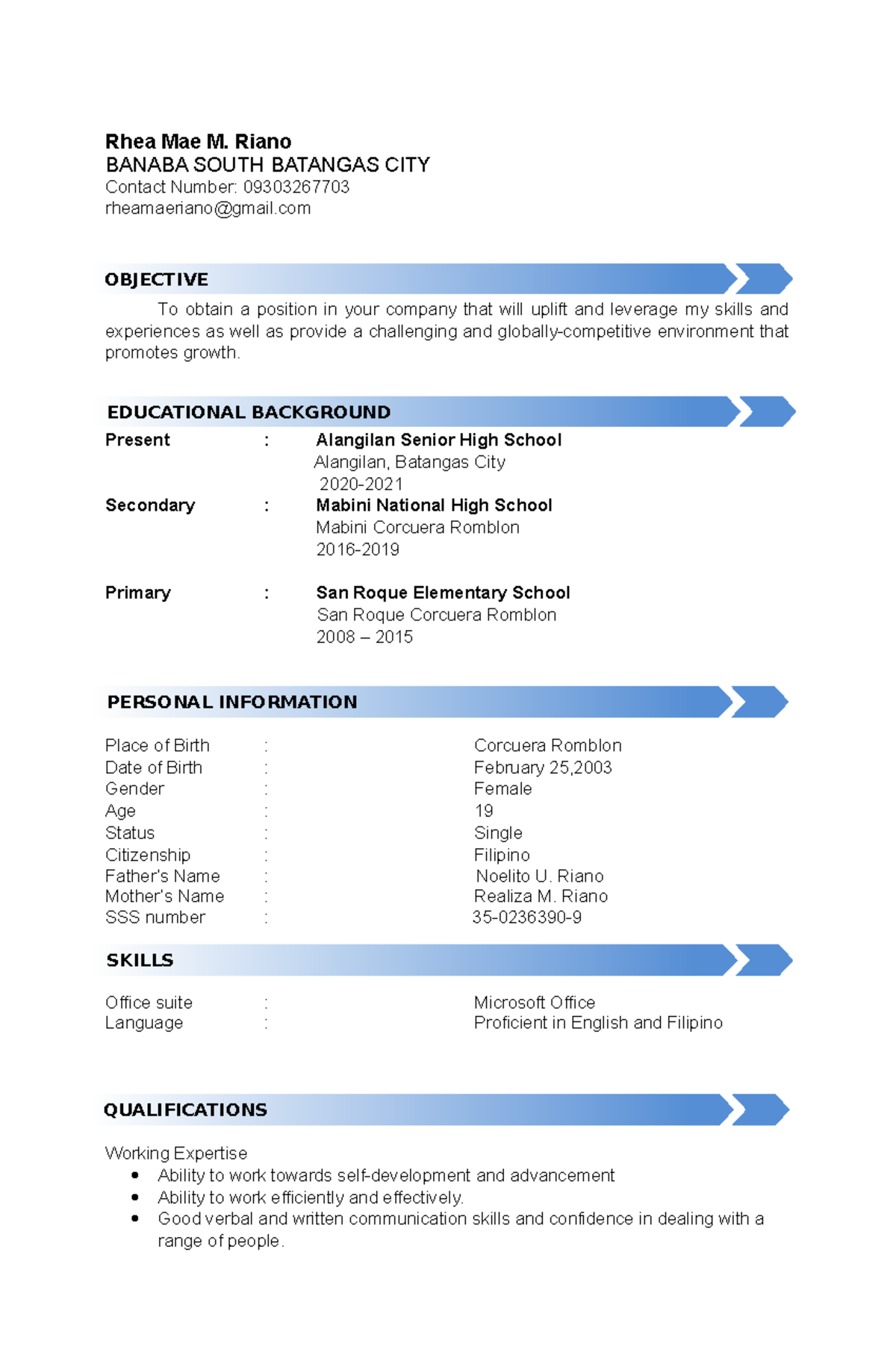 Rhea Mae Riano - reviewer for CHRA - Rhea Mae M. Riano BANABA SOUTH ...