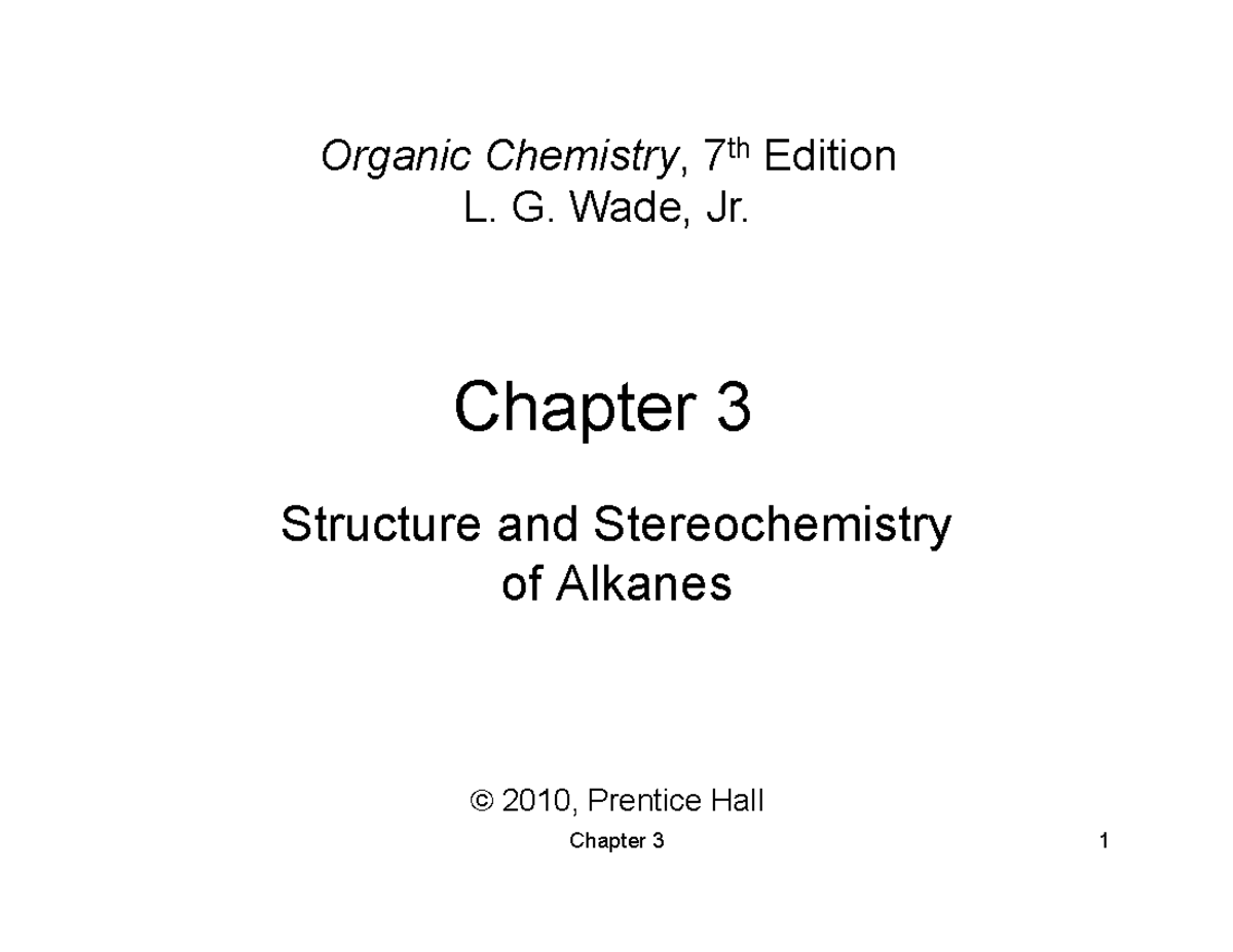 Lecture notes for chapter on stereochemistry of alkenes - Chapter 3 ...