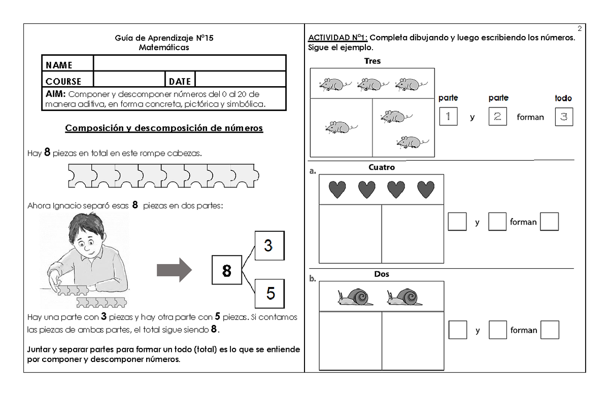 GUÍA 1° Componer Y Descomponer - Guía de Aprendizaje N°1 5 Matemáticas ...