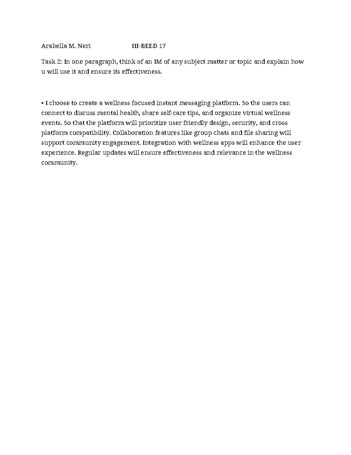 Task 2. MC TTL 2 - Ghjjj - Arabella M. Neri III-BEED 17 Task 2: In one ...