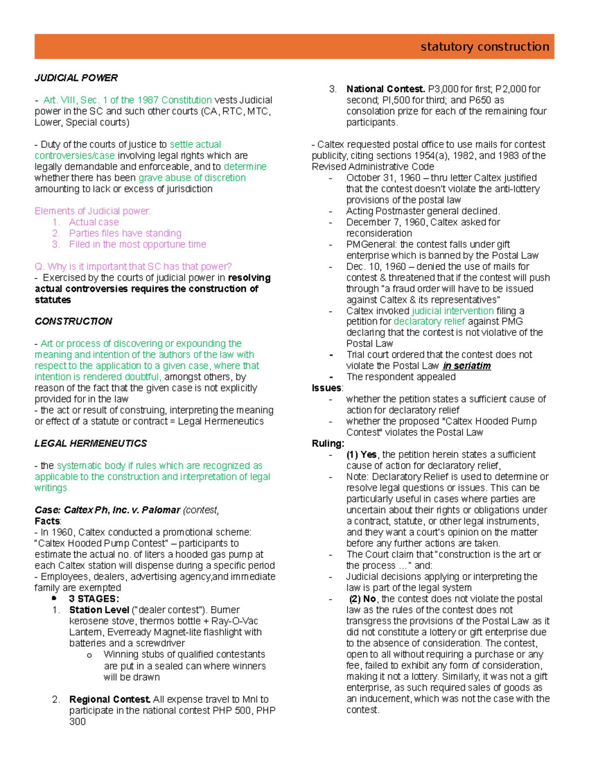 Statcon Midterm Reviewer Ferrer, Klied Shaina - JUDICIAL POWER Art ...