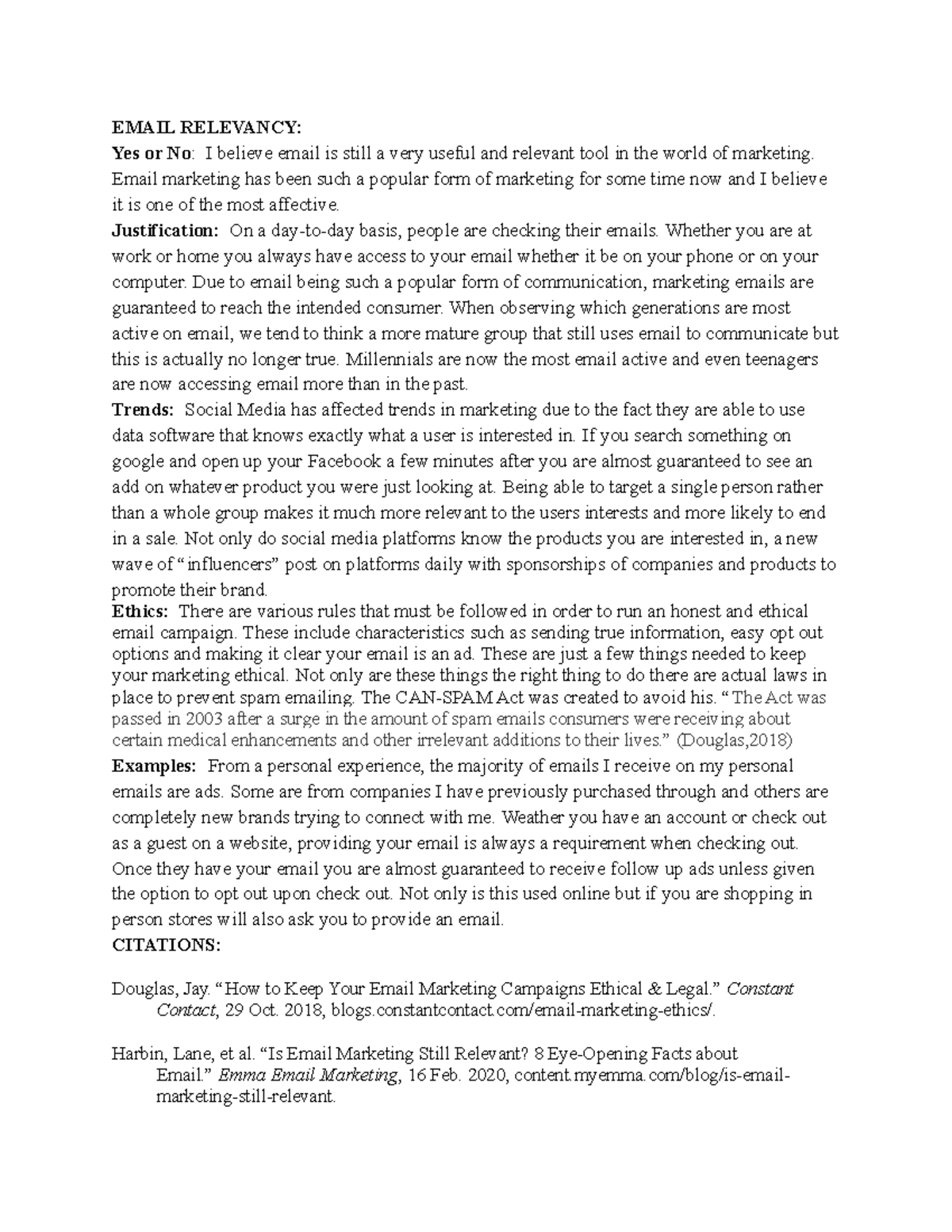 Email Relevancy - EMAIL RELEVANCY: Yes or No : I believe email is still ...