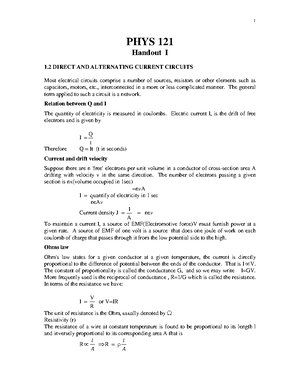 PHYS 121 Handout 6 - modern physics - PHYS 121 Handout VI ...