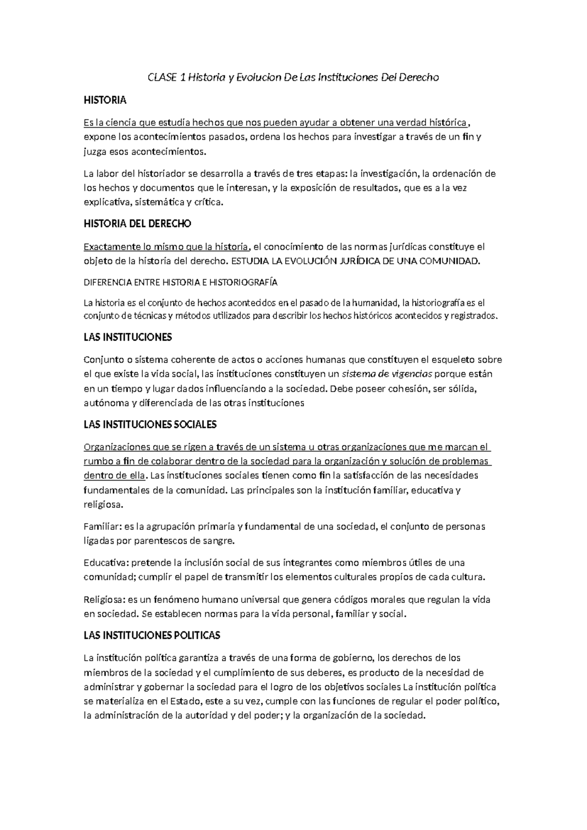 Clase 1 Historia y Evolucion De Las Instituciones Del Derecho - CLASE 1 ... Clase 1 Historia y Evolucion De Las Instituciones Del Derecho - CLASE 1 ...
