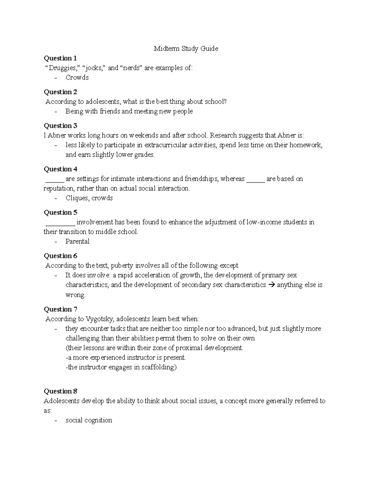 EDSC 320- Midterm Study Guide - Midterm Study Guide Question 1 ...