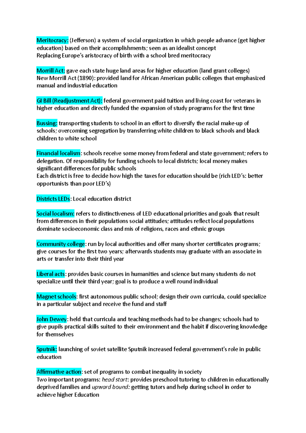 Education - Meritocracy: (Jefferson) a system of social organization in ...