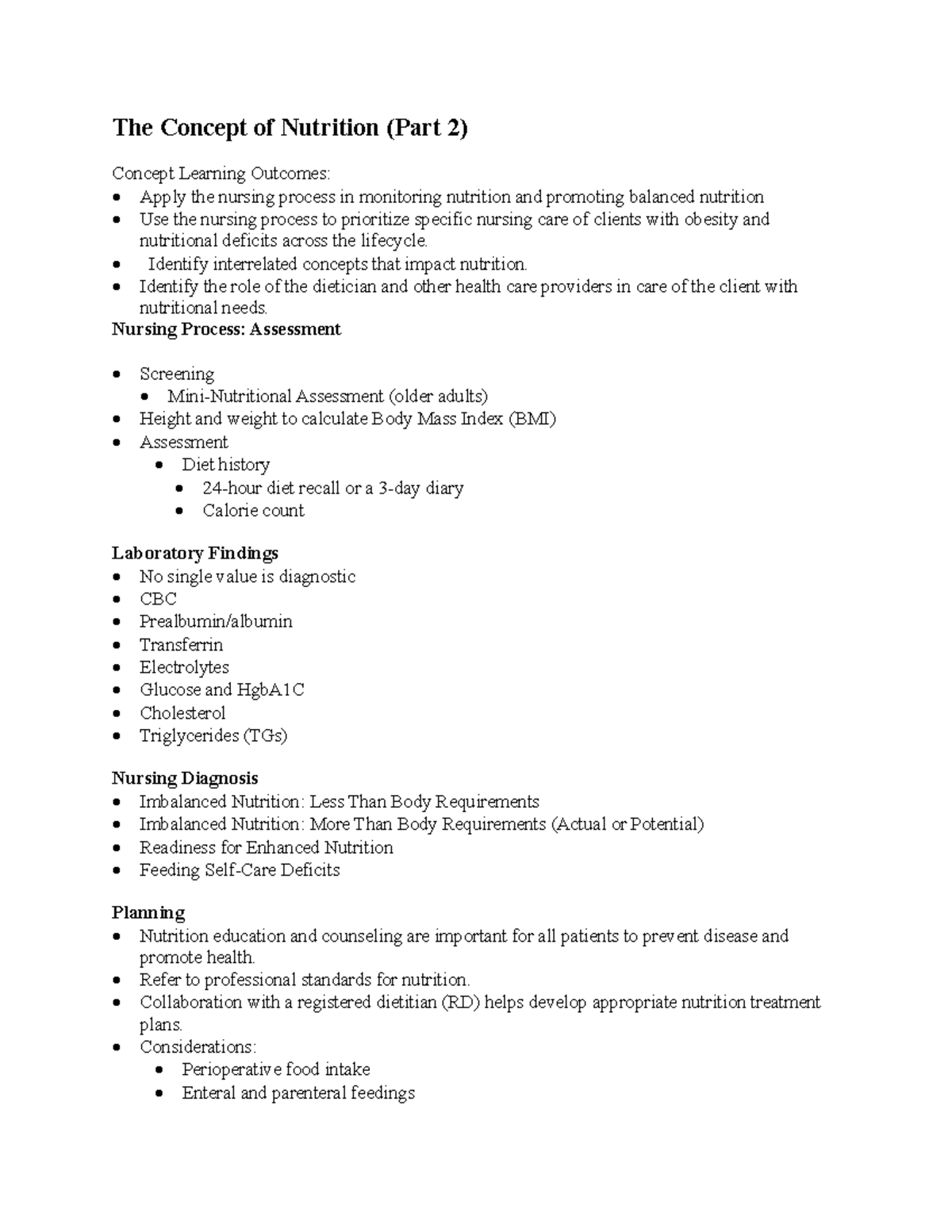 Nutrition note 2 - The Concept of Nutrition (Part 2) Concept Learning ...