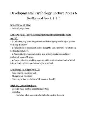 Developmental Psychology Chapter Outline 1 - Psych 205 Developmental ...