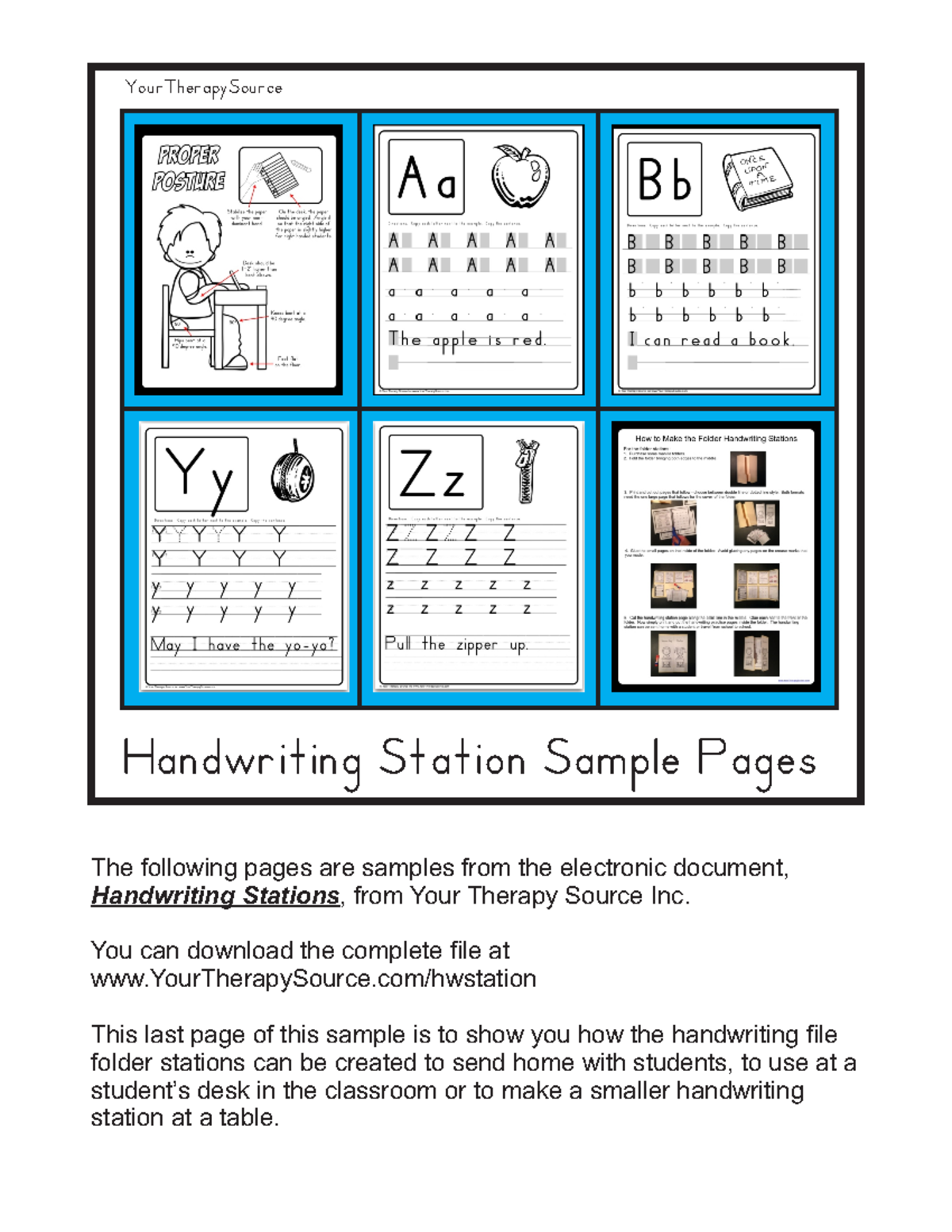 Handwriting Station Freebie 2 - Handwriting Station Sample Pages ...