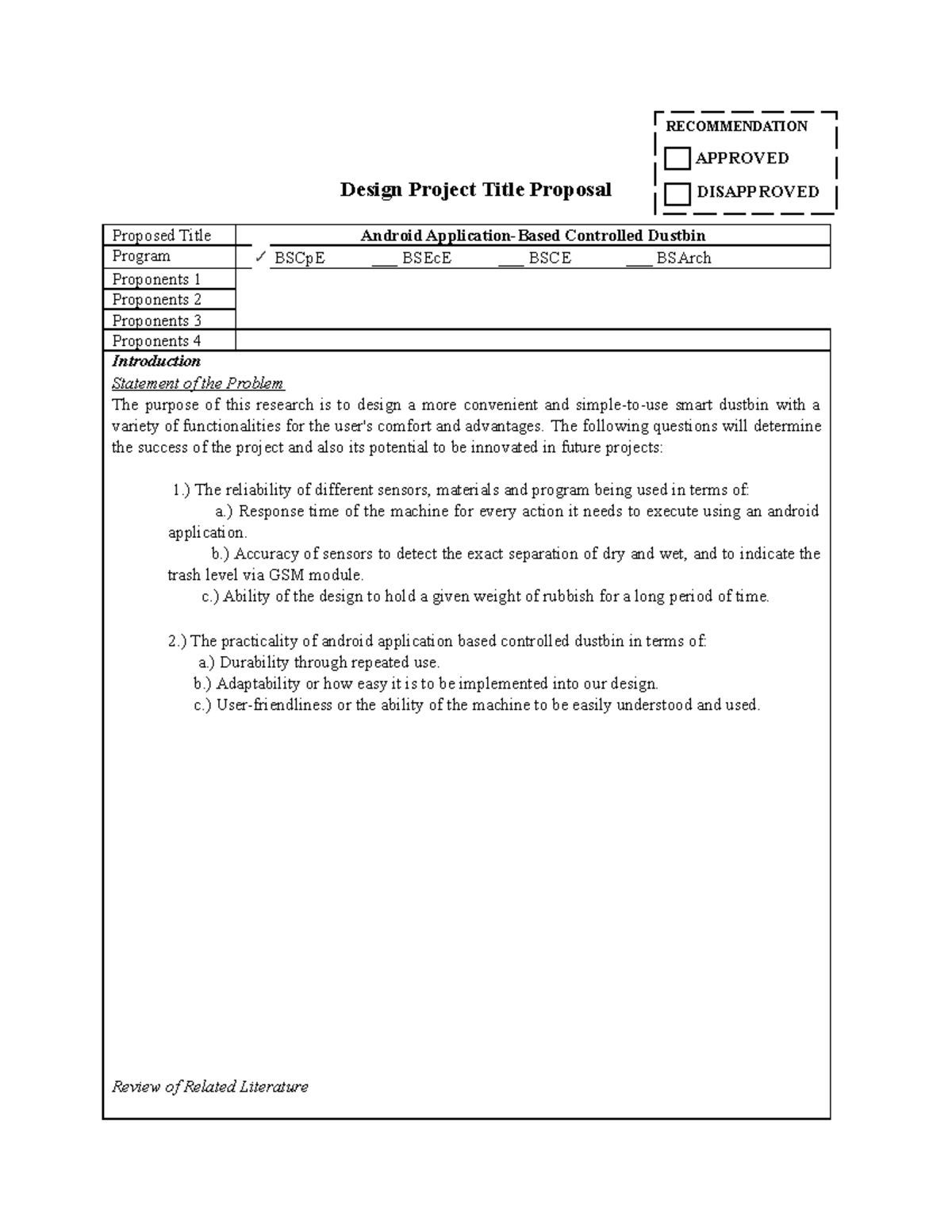9 Android Application Based Controlled Dustbin - Design Project Title ...