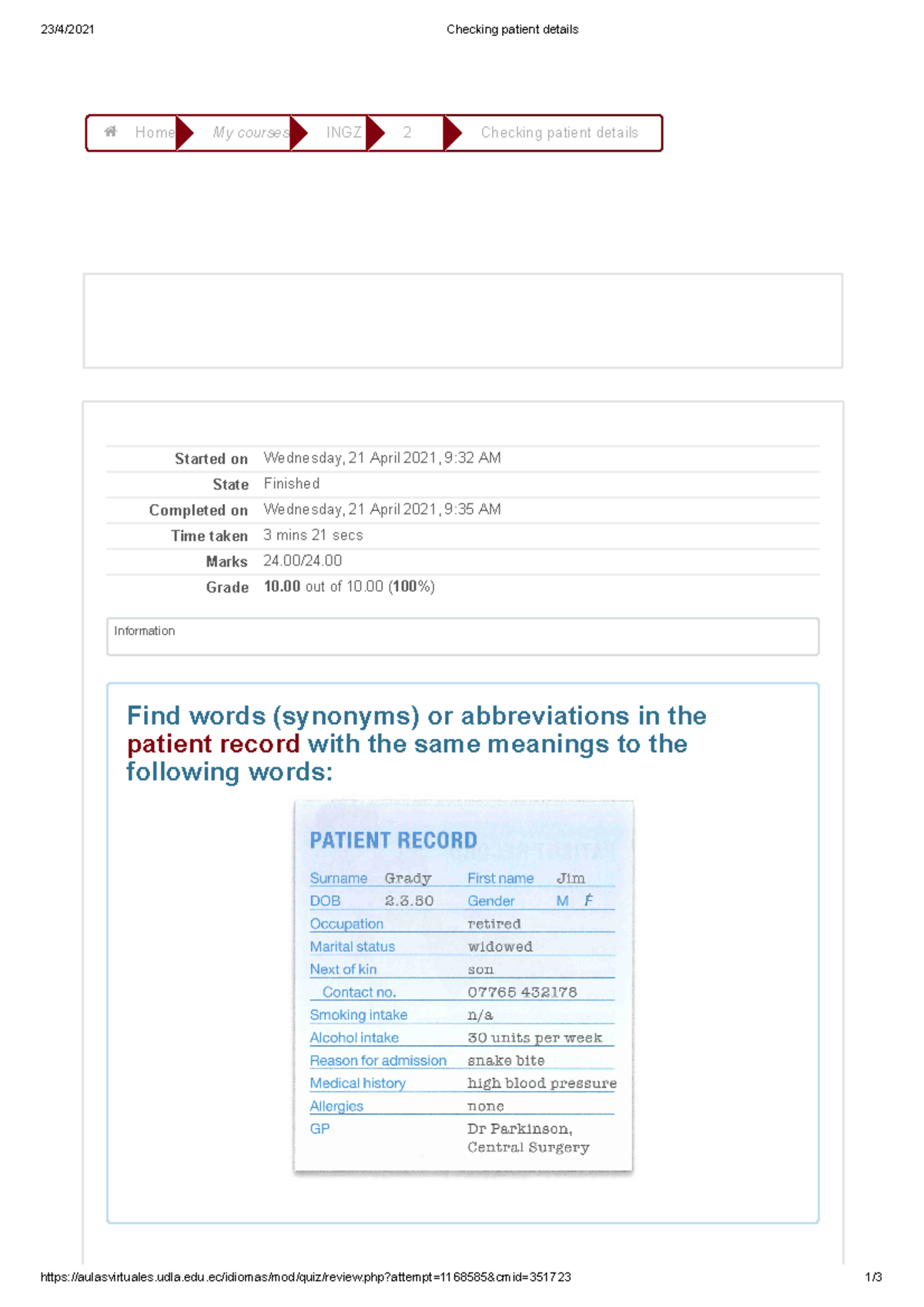 Checking patient details - copia - 23/4/2021 Checking patient details ...