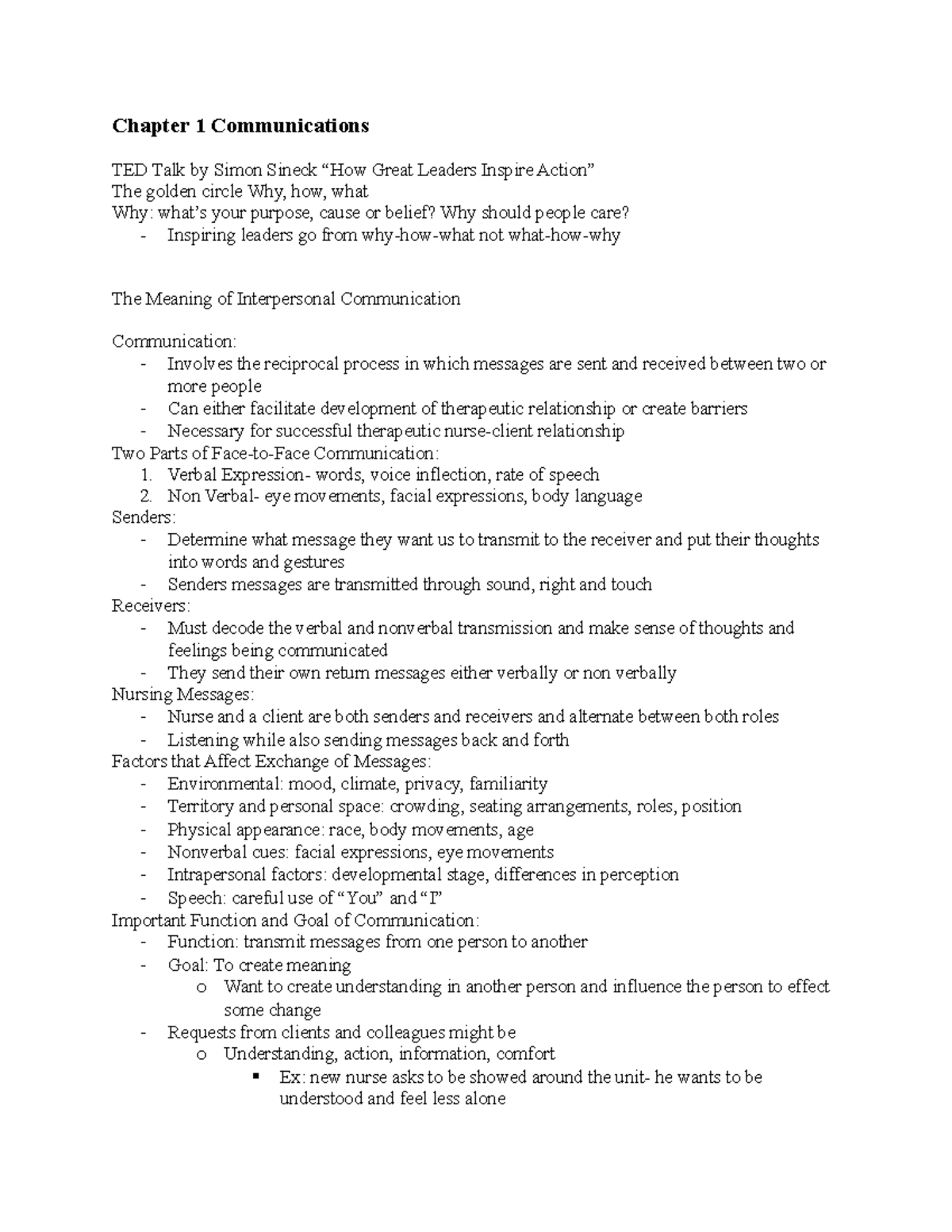 Communications Outline - Chapter 1 Communications TED Talk by Simon ...