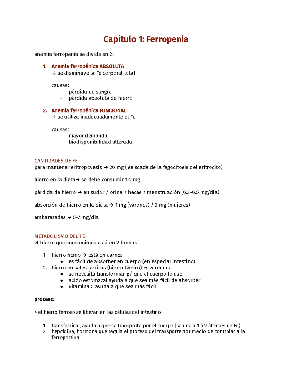 Guia hemato libro 1 parcial - Capítulo 1: Ferropenia anemia ferropenia ...