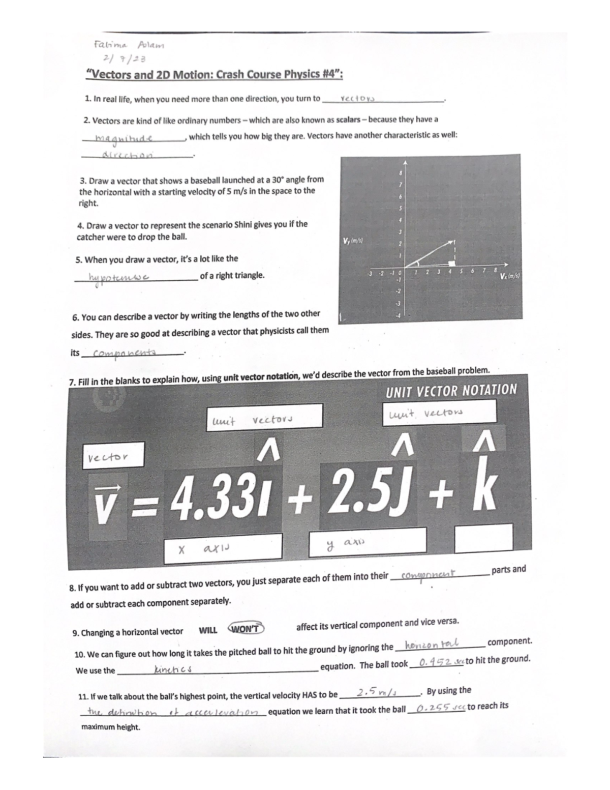 Vectors and 2D Motion Crash Course Physics #4» - Fatima Asam and 2D ...