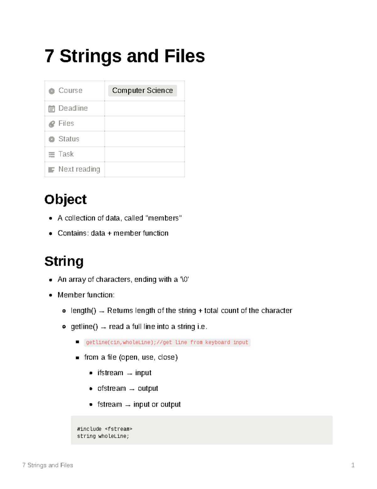 7 Strings and Files - As the title says - CISC 1600 - Fordham ...