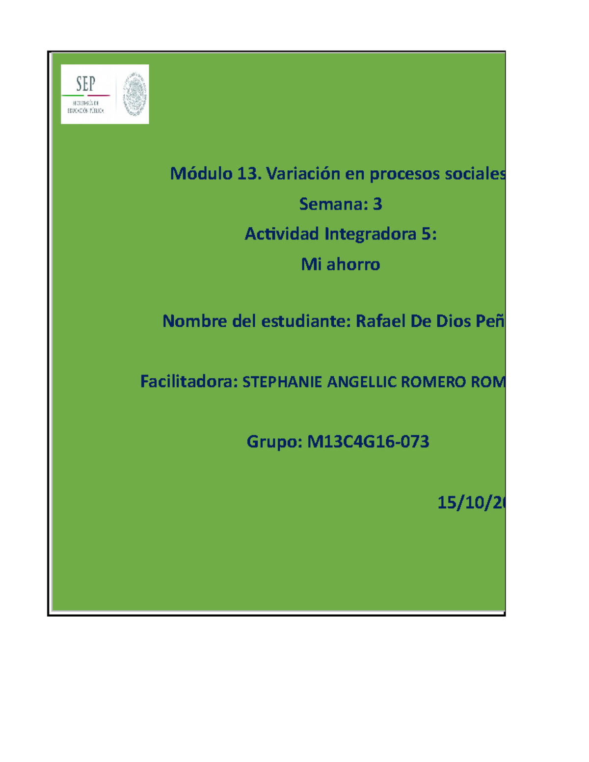 Pdfcoffee Modulo 13 M dulo 13 Variaci n En Procesos Sociales