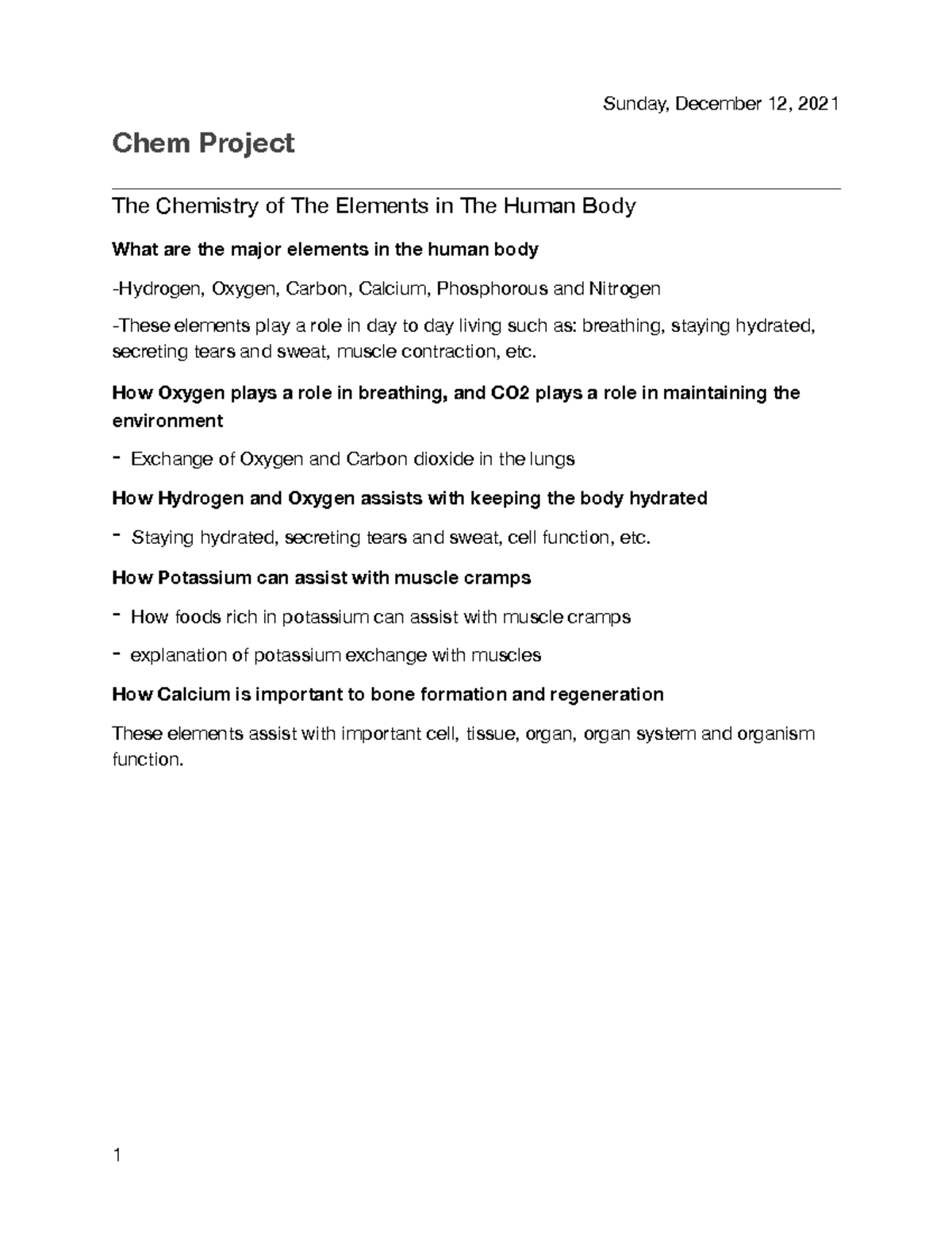 Chem Project Notes and Examples - Sunday, December 12, 2021 Chem ...