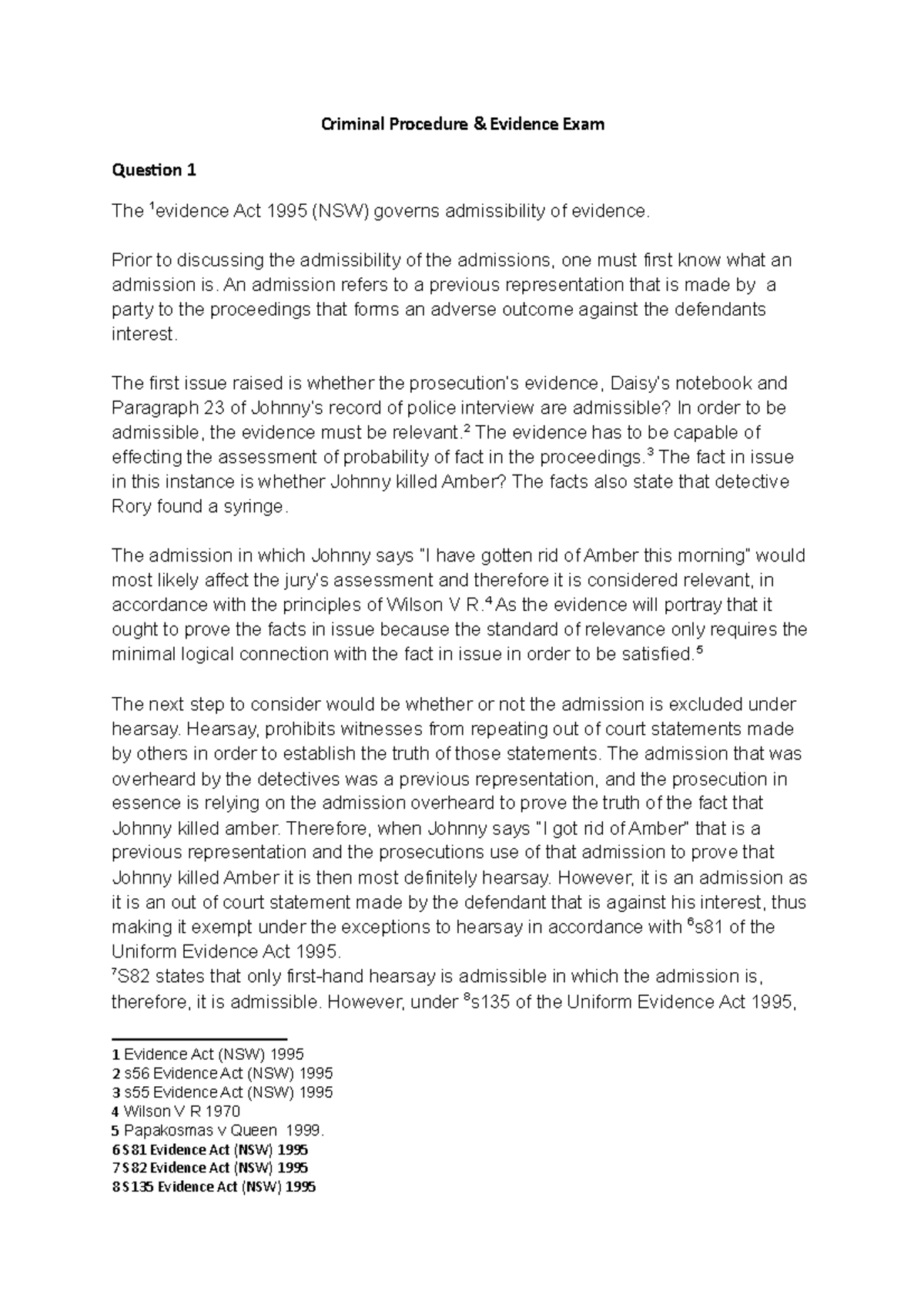 Criminal Procedure good - Criminal Procedure & Evidence Exam Question 1 ...