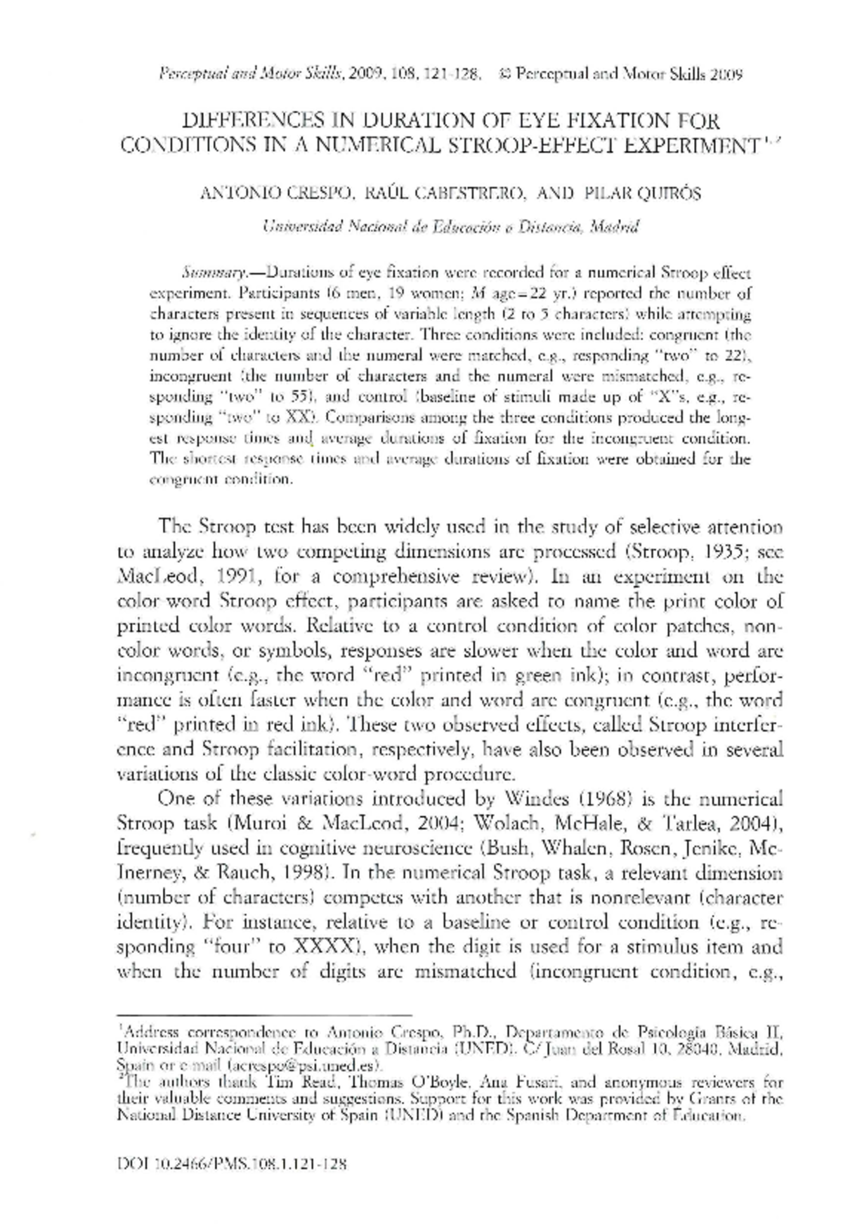 A PEC 1 Differences in duration of eye fixation for conditions in a ...