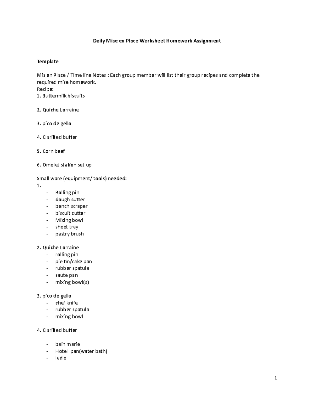 Nottle - Day 2 Daily Mise en Place Homework - Daily Mise en Place ...