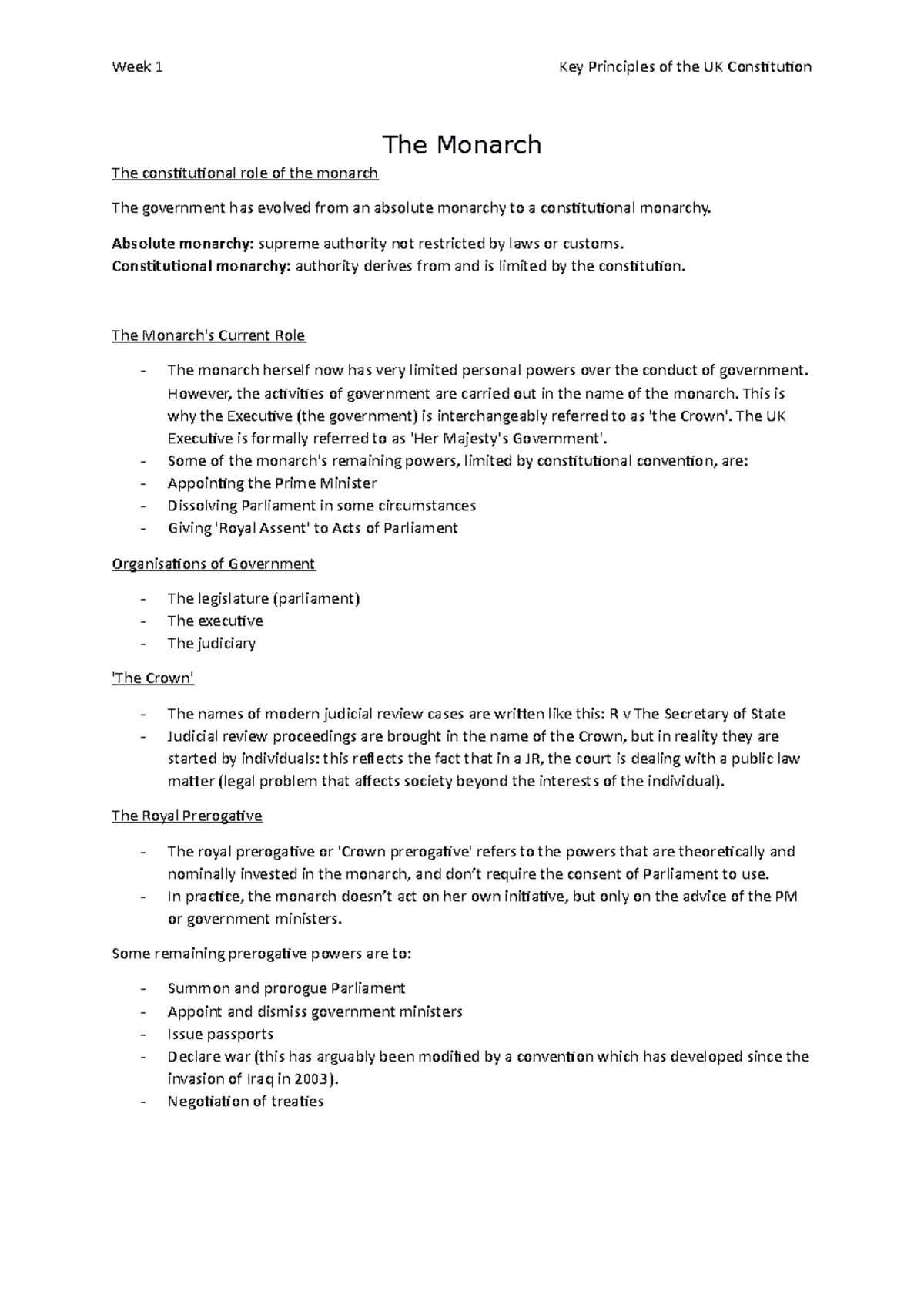 Key Principles of UK Constitution - The Monarch The constitutional role ...