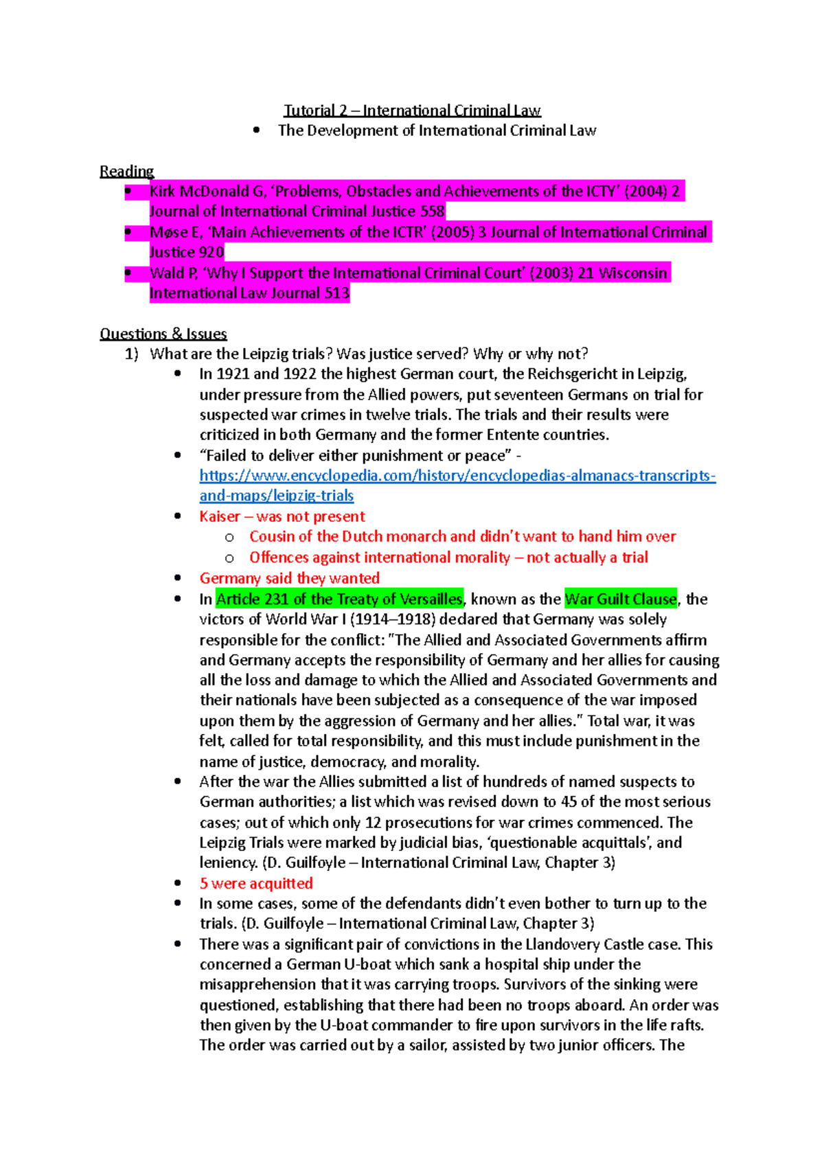 Tutorial 2 Reading and Activity - Tutorial 2 – International Criminal ...