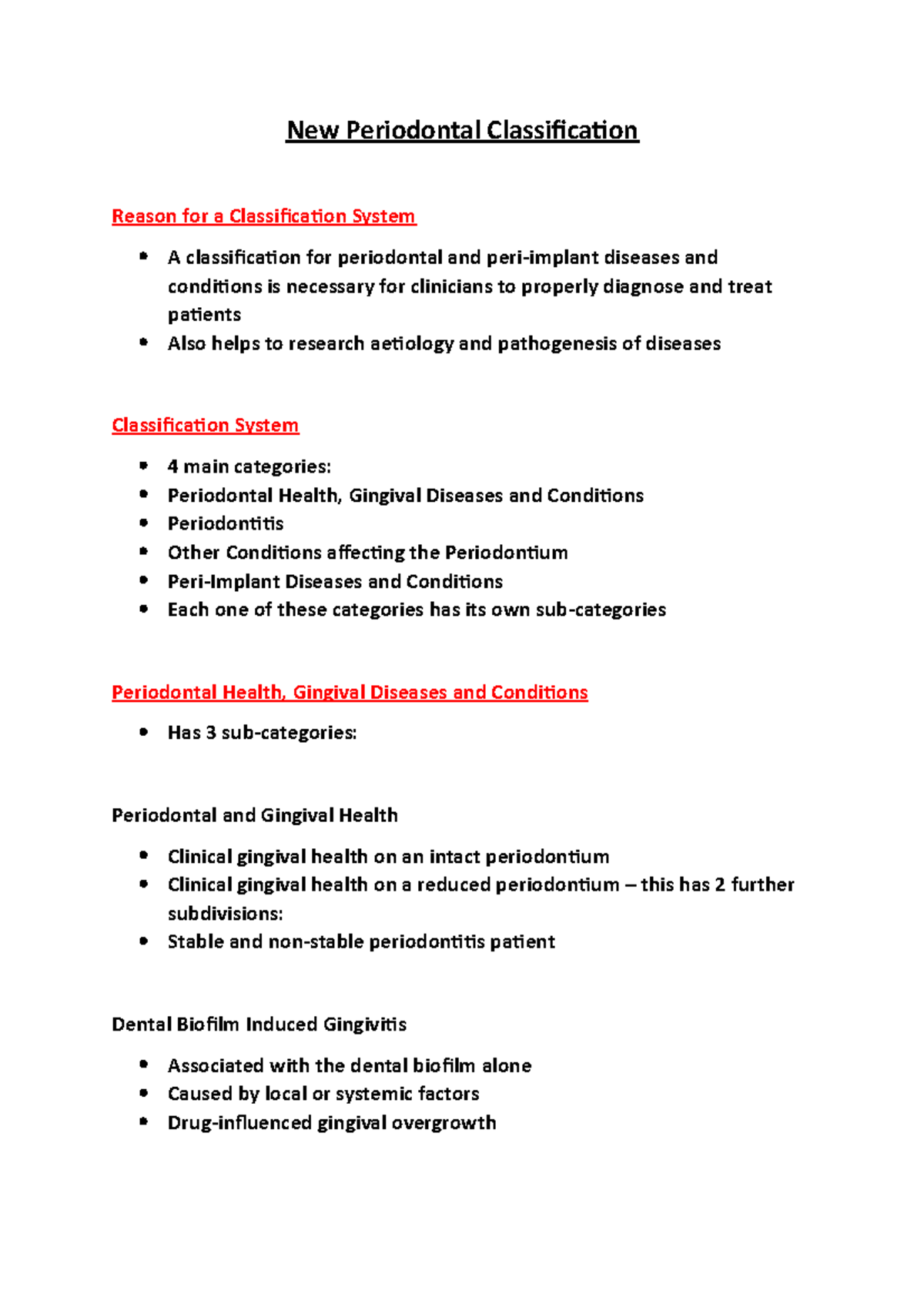 New Periodontal Classification - Studocu