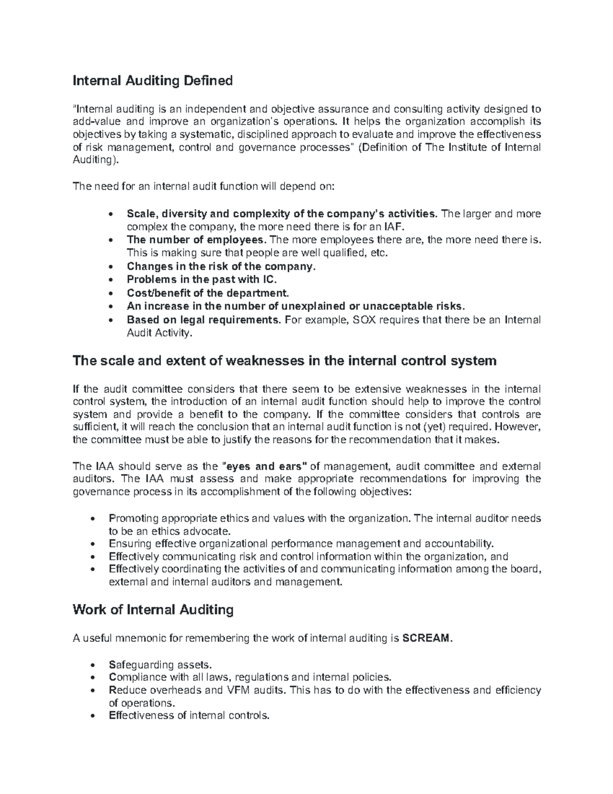 Introduction to Internal Auditing - Internal Auditing Defined “Internal ...