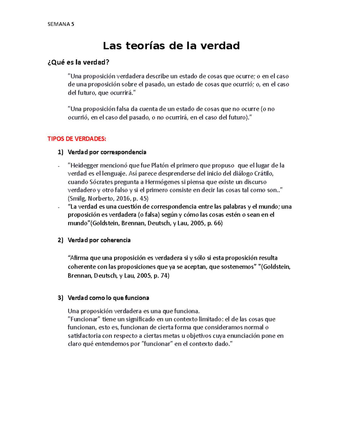 Las teorías de la verdad semasan 5 - SEMANA 5 Las teorías de la verdad ...