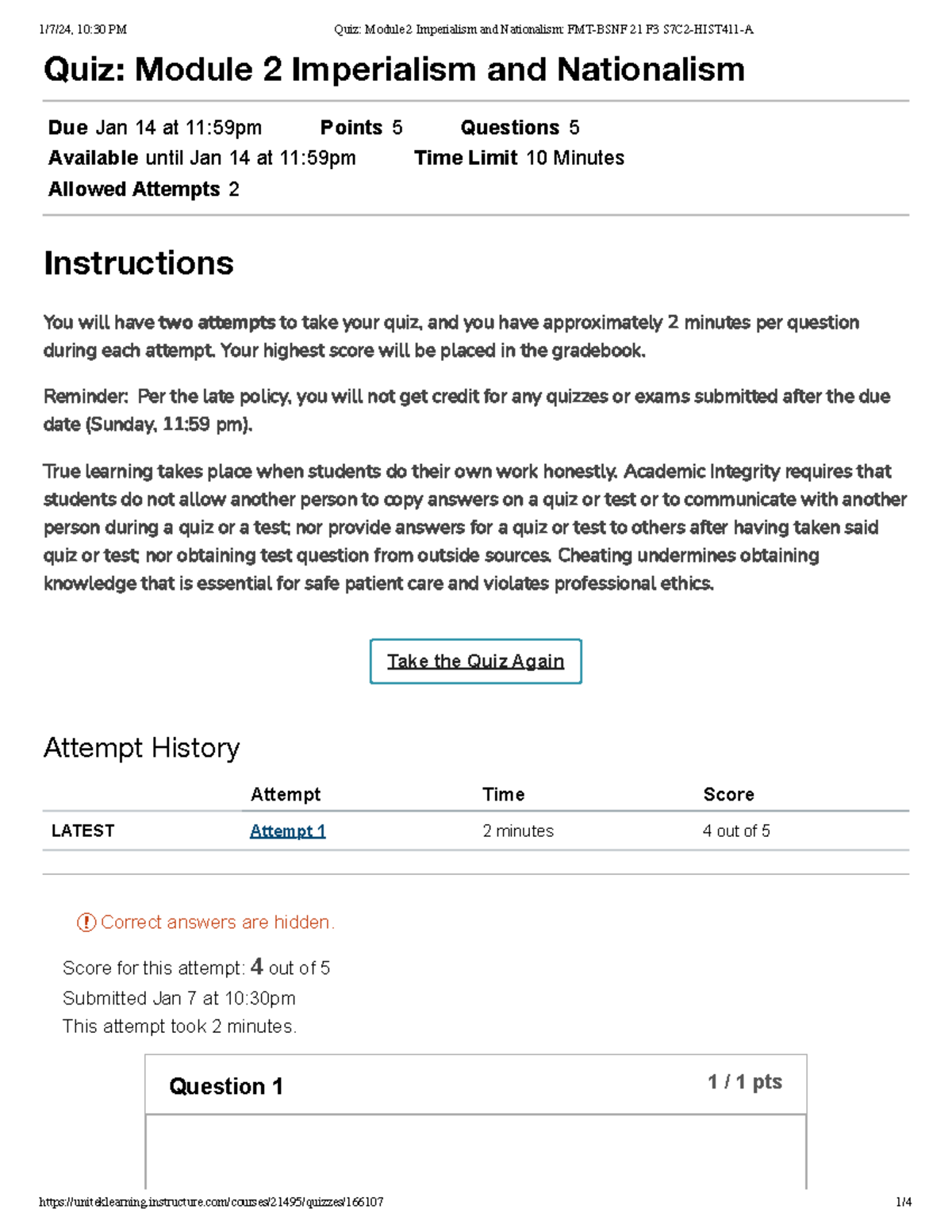 Quiz Module 2 Imperialism and Nationalism FMT-BSNF 21 F3 S7C2-HIST411-A ...