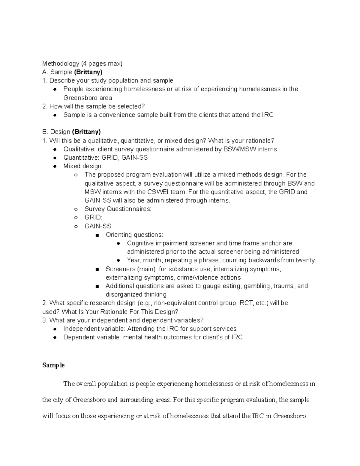 Research Methods Methodology Notes Rough Draft - Methodology (4 pages ...
