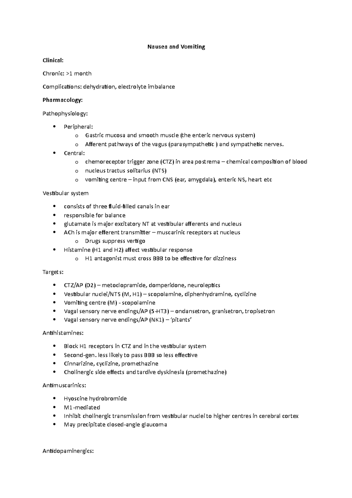 Nausea and Vomiting Pharmacology - Nausea and Vomiting Clinical ...