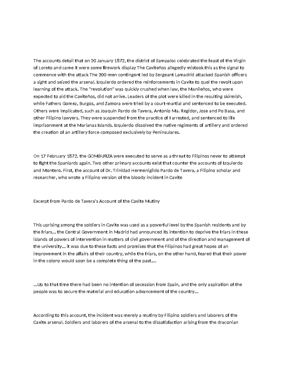 Cavity mutiny - The accounts detail that on 20 January 1872, the ...