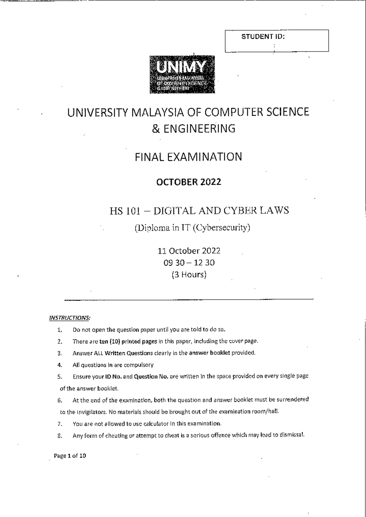 HS101- Digital and Cyber Laws - Computer Science - Studocu