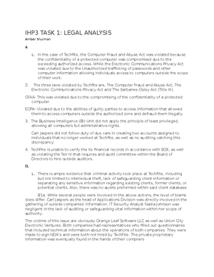 C841 Task 1 Template (IHP4) - Western Governors University Legal Issues in Information Security ...