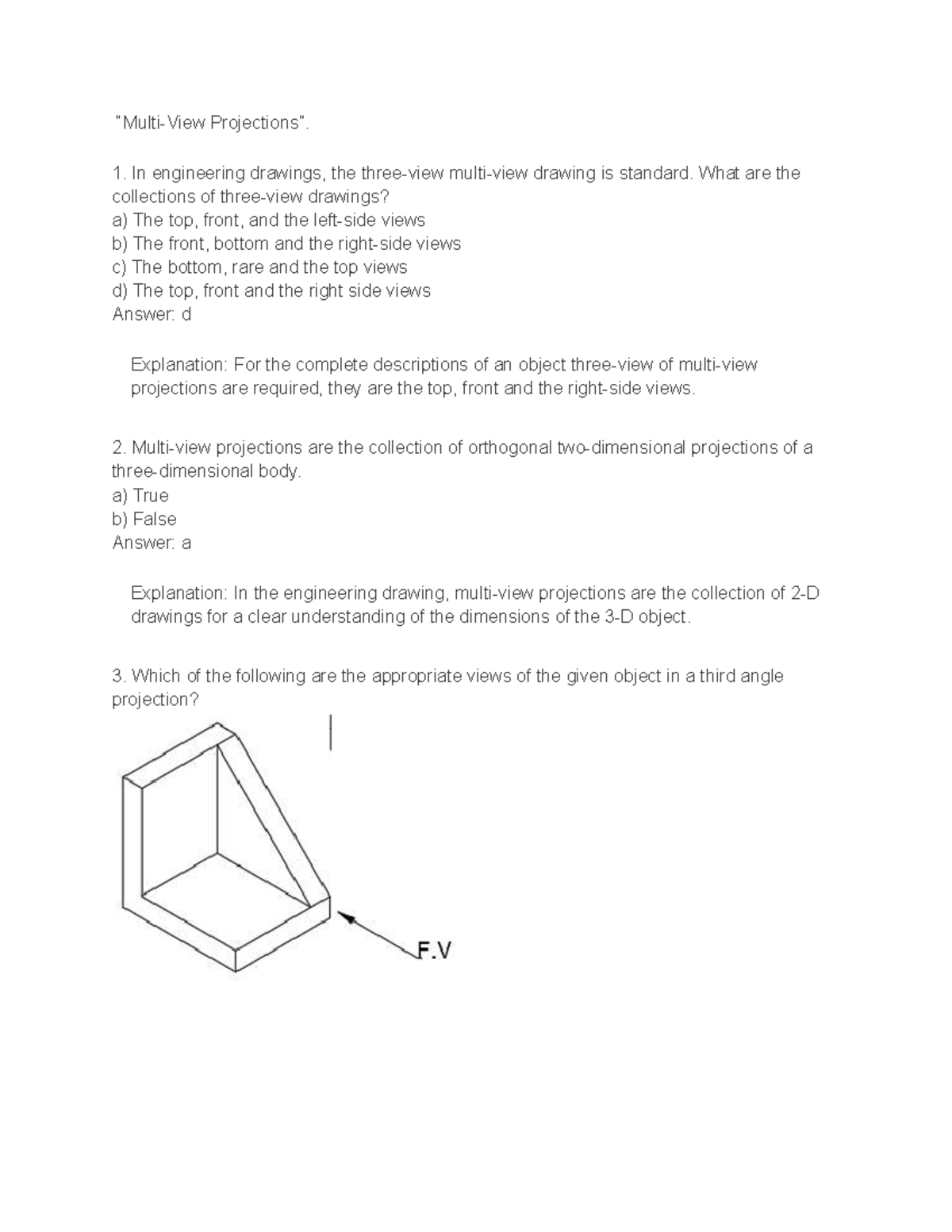 Engineering Graphics - “Multi-View Projections”. In engineering ...