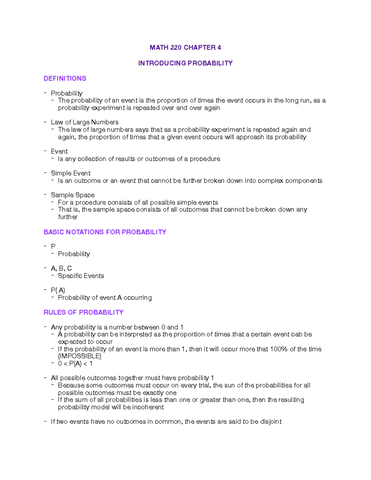 Math 220 ch 4 - These are the notes for math 220 chapter 4 with Heena ...