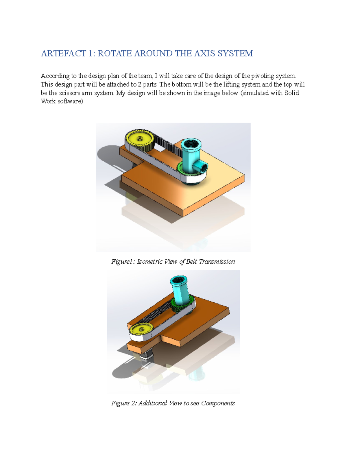 Artefact 1 Ratote the axis system by using Belt Transmissions ...