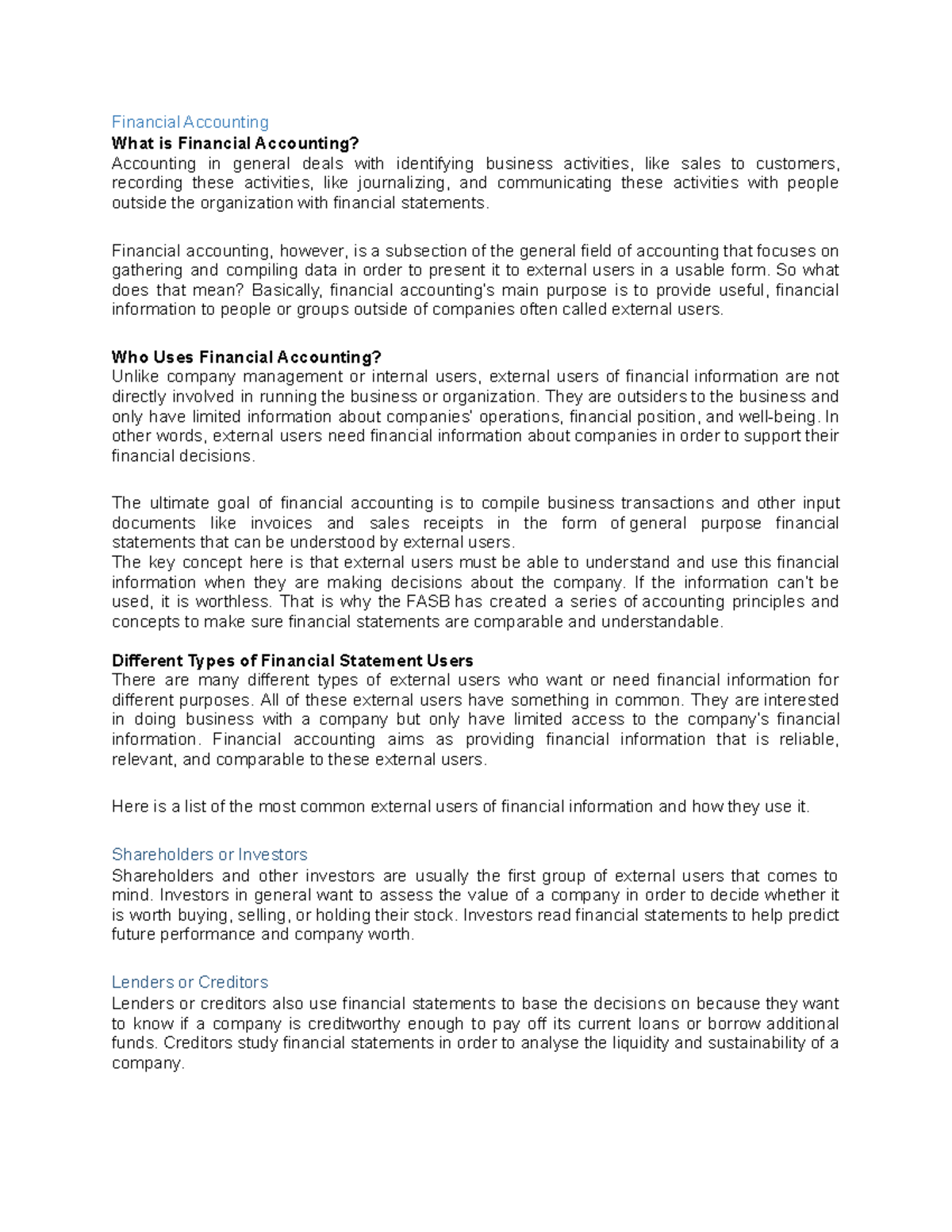 Financial Accounting Lecture Notes-1-10 - Financial Accounting What is ...