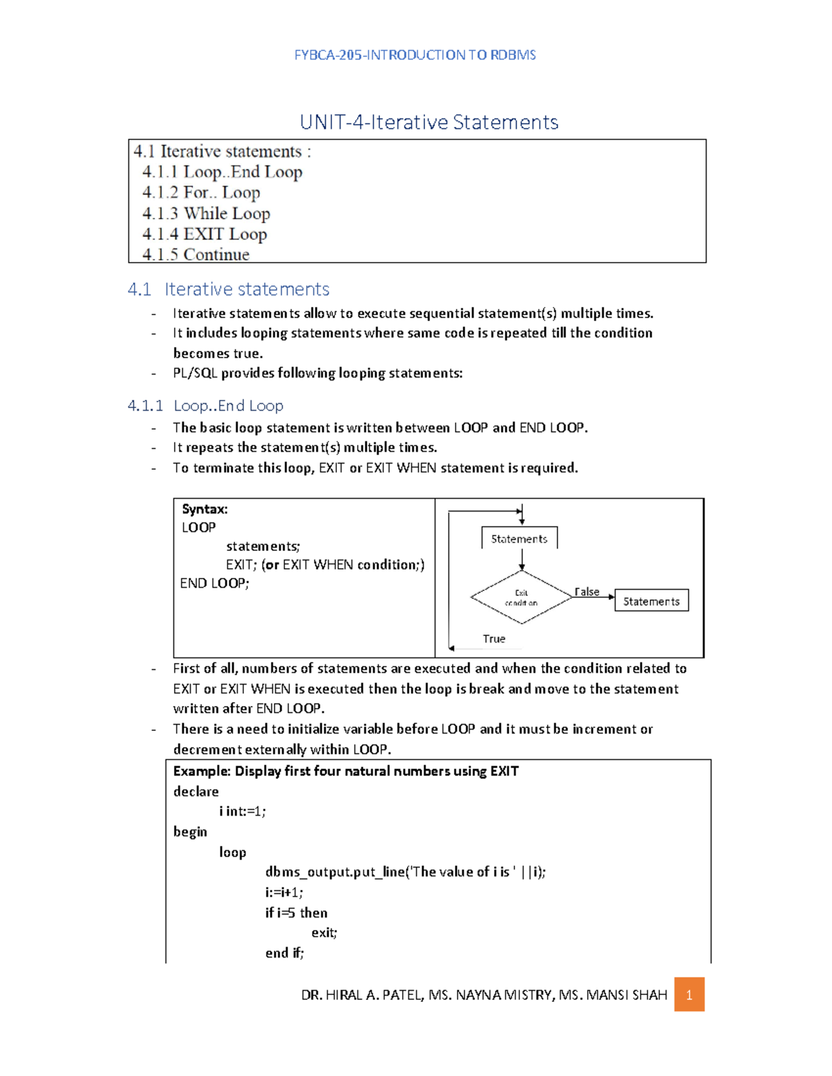 Rdbms UNIT 4 - Notes for easy study and preparation for exams. - 4 UNIT ...
